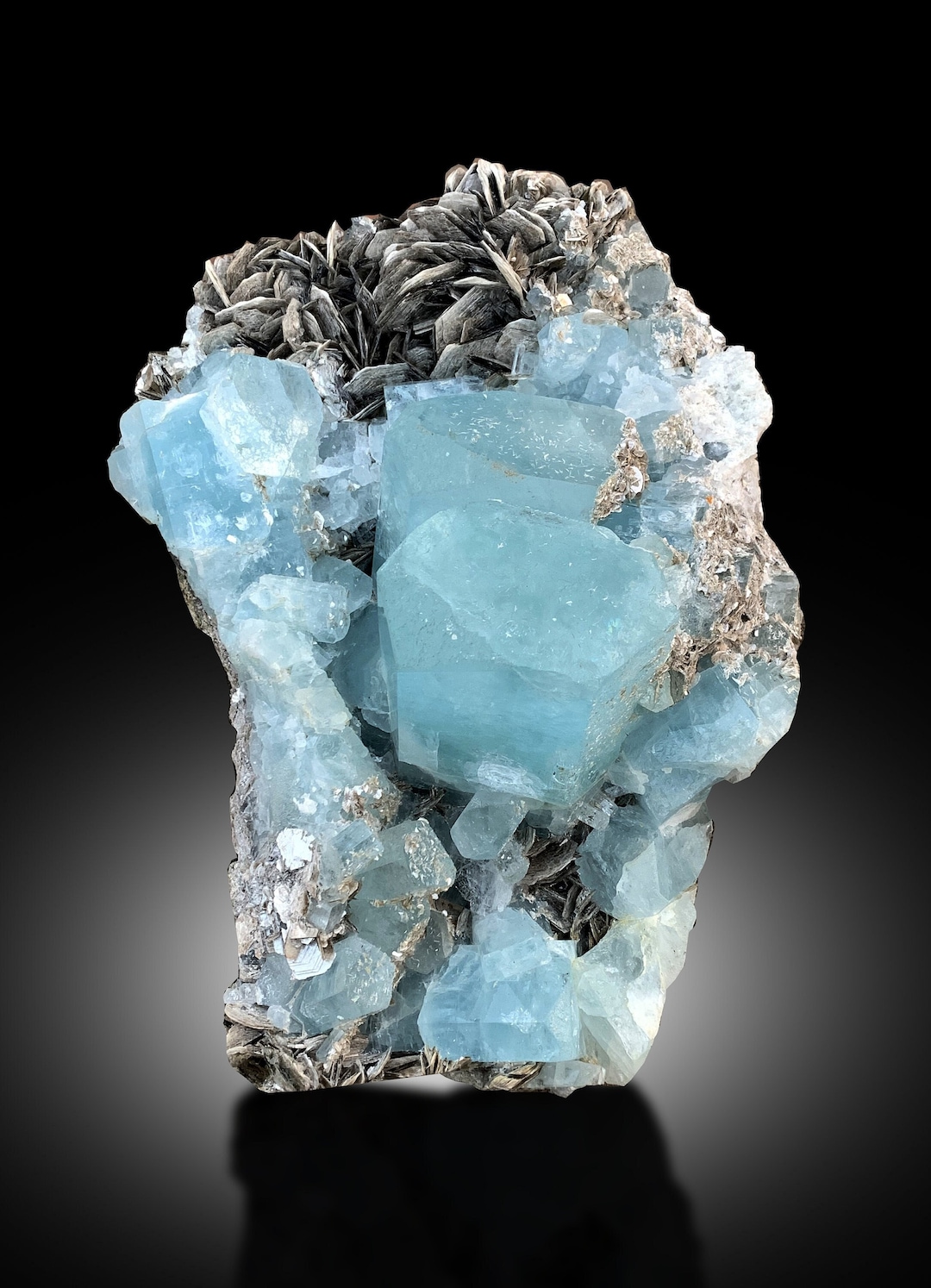 Sky Blue Aquamarine Crystals With Muscovite Mica, Nagar Mine Pakistan ...