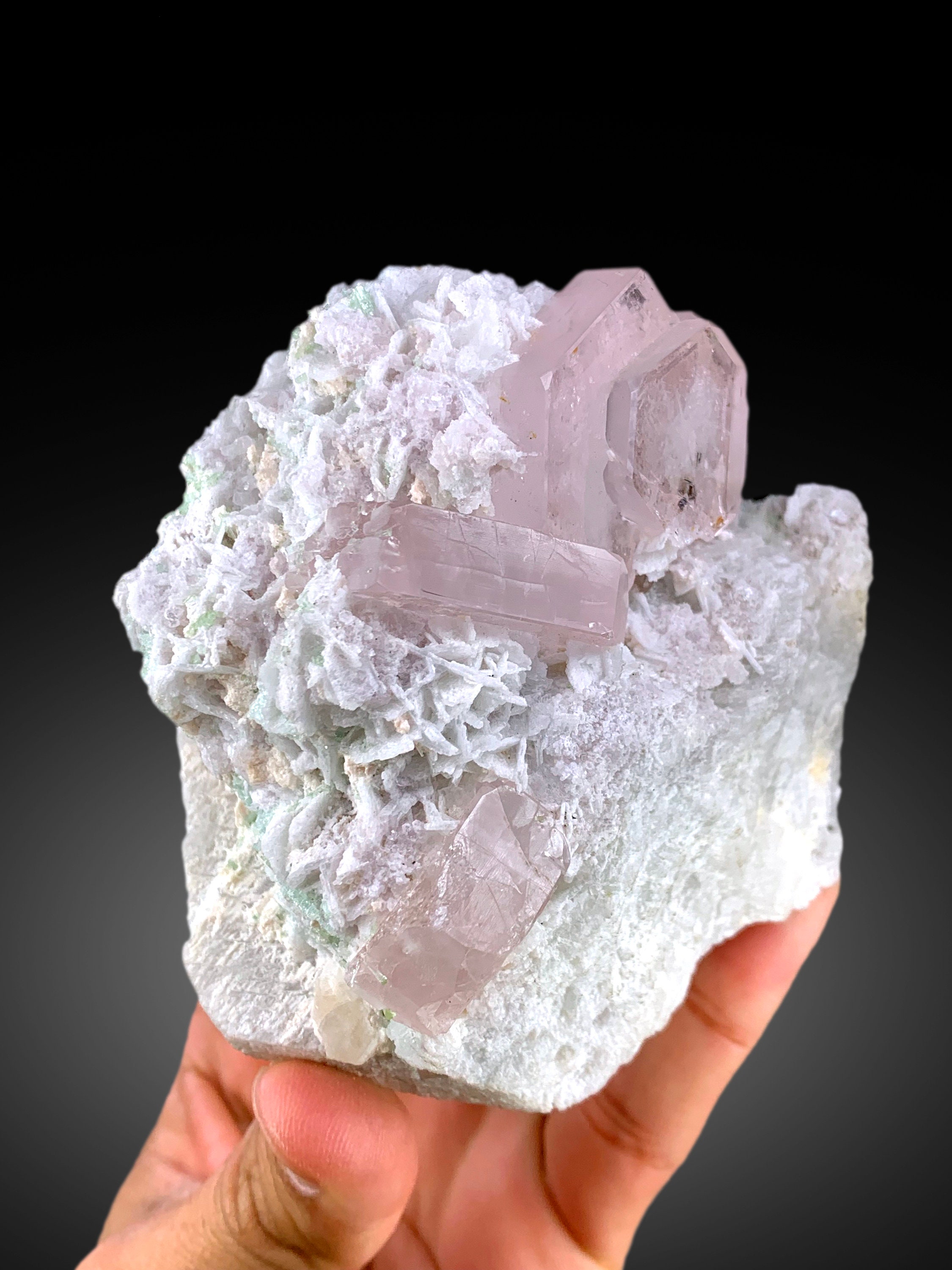Natural Pink Color Morganite Crystals With Green Tourmalines and ...