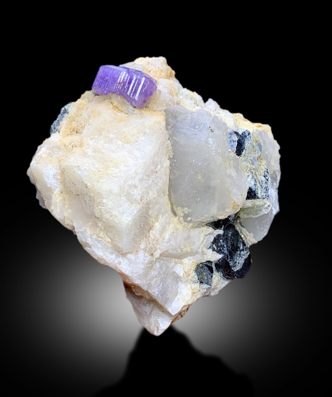 Purple Apatite With Quartz, Schorl and Feldspar Mineral Specimen From ...