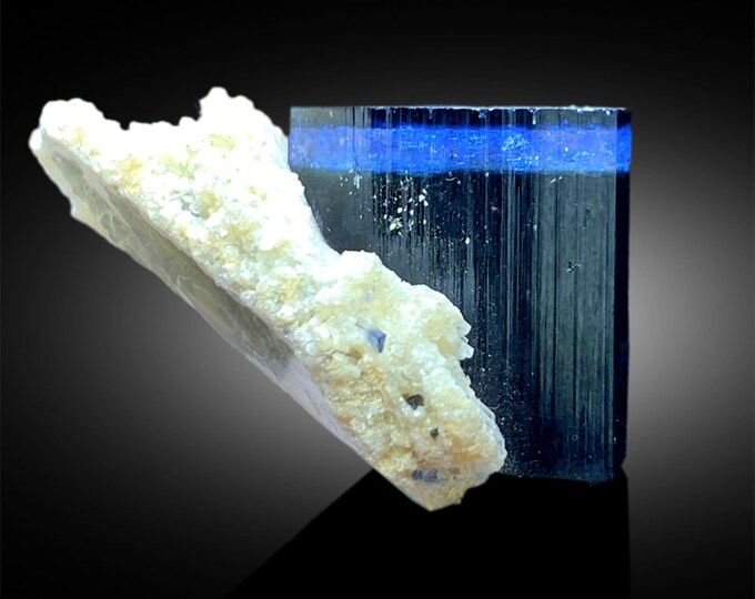 Blue Cap Tourmaline Specimen, Tourmaline Crystal With Albite ...