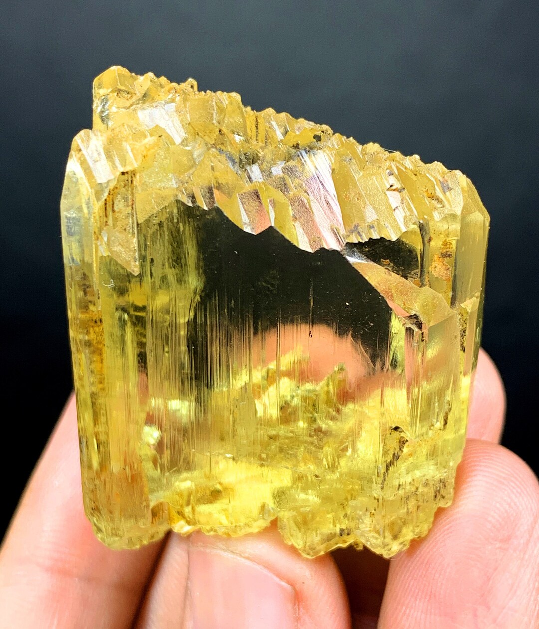 Transparent Yellow Color Triphane Kunzite Crystal, Etched Kunzite, Raw ...