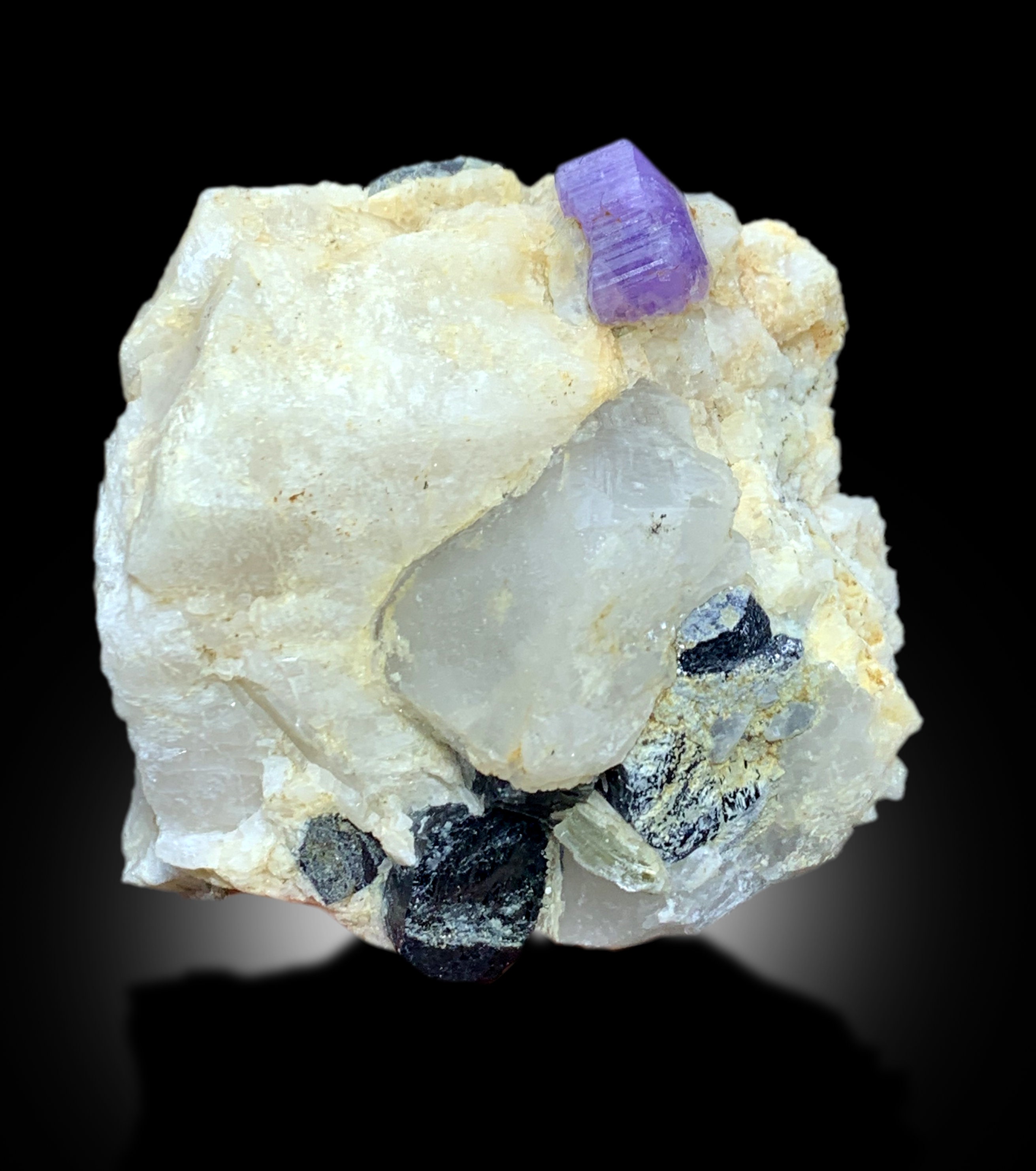 Purple Apatite With Quartz, Schorl and Feldspar Mineral Specimen From ...