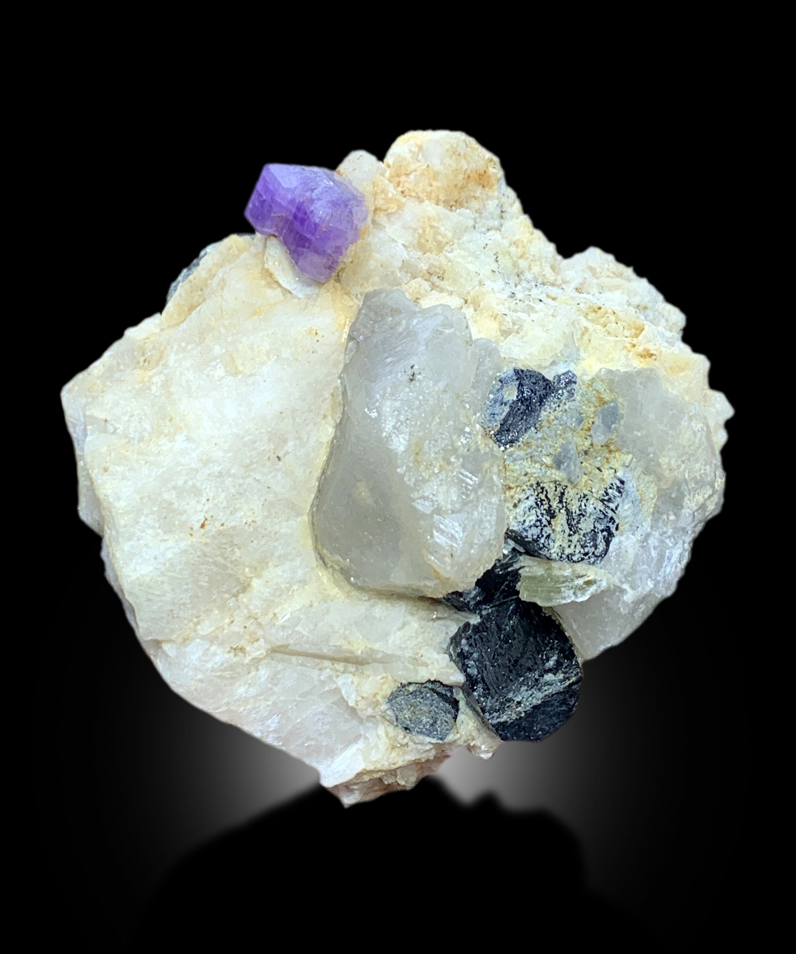 Purple Apatite With Quartz, Schorl and Feldspar Mineral Specimen From ...