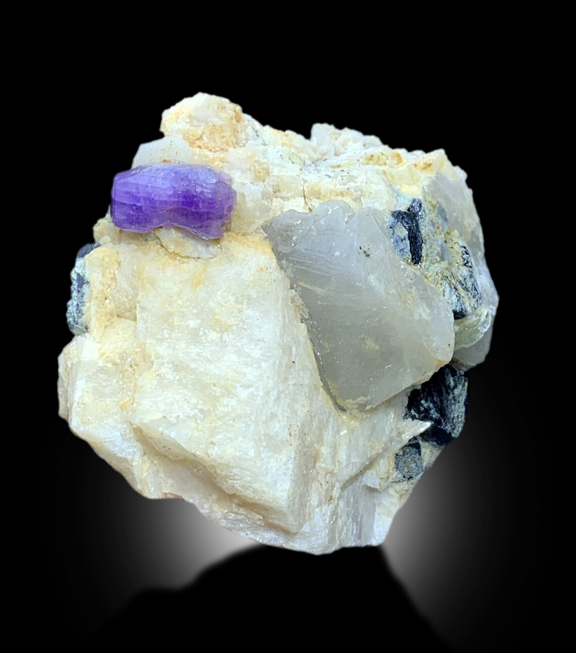 Purple Apatite With Quartz, Schorl and Feldspar Mineral Specimen From ...