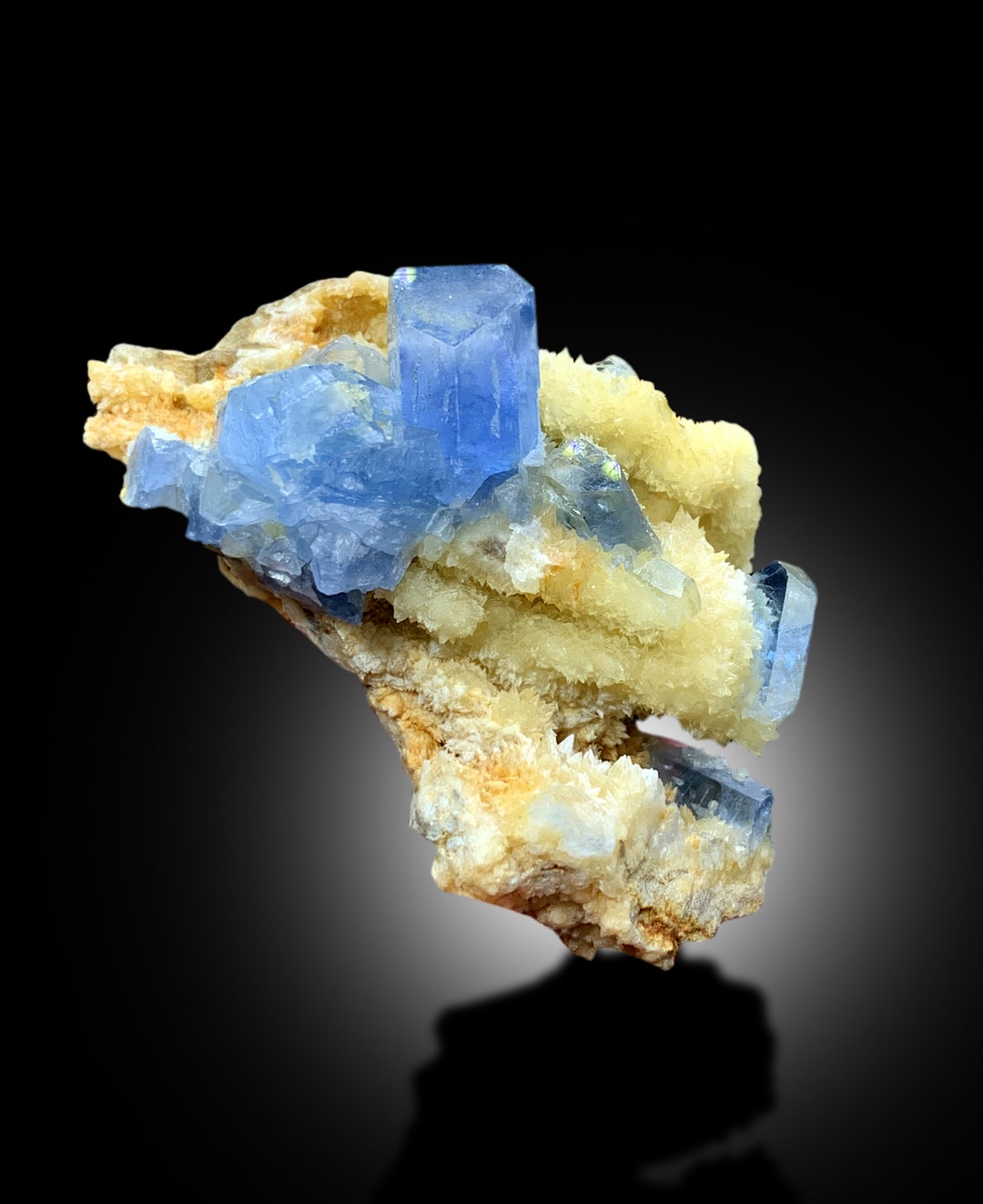 Natural Blue Color Celestine Crystals With Yellow, Celestine Specimen ...