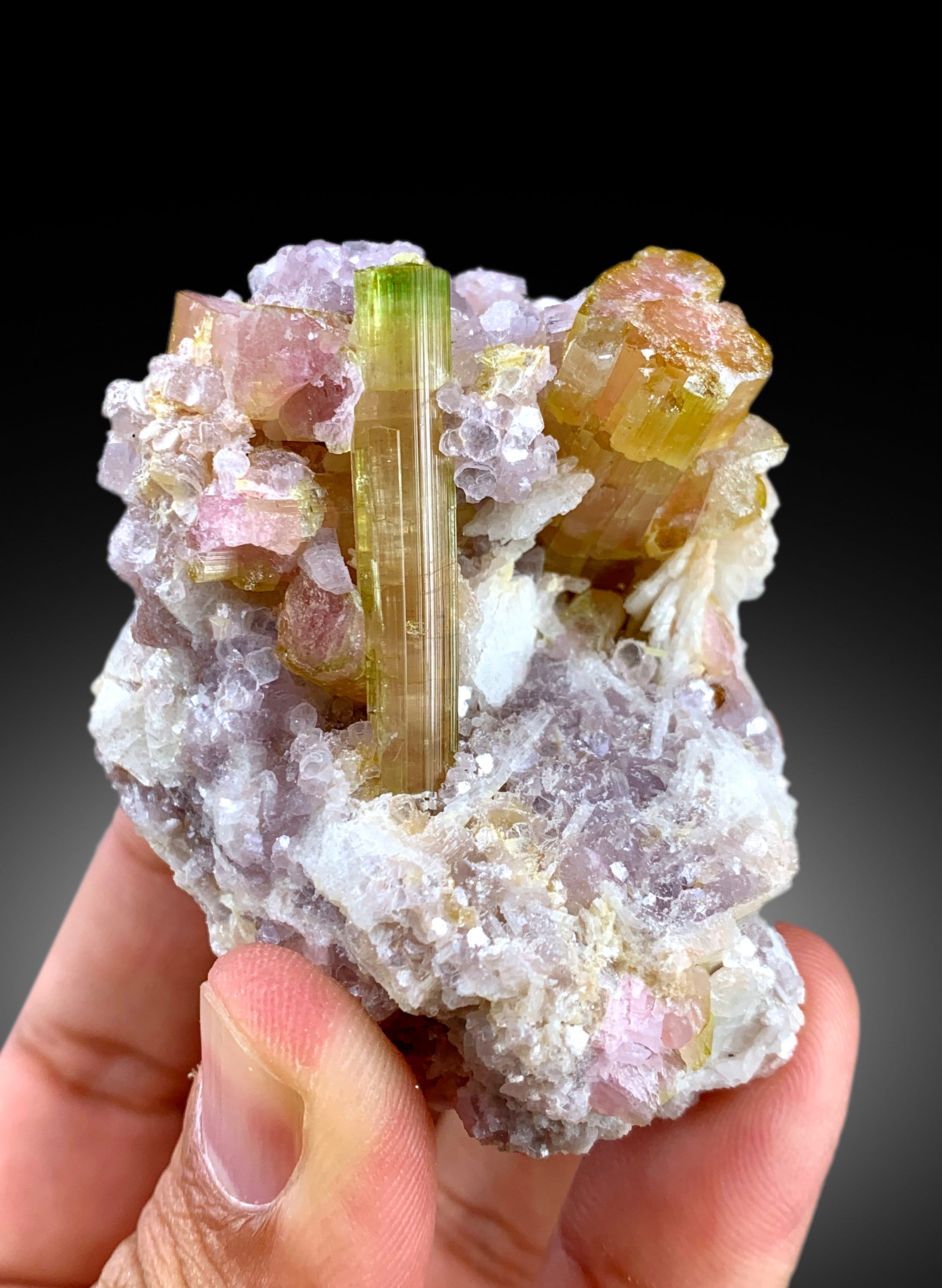 Natural Watermelon Tourmaline Crystals With Pink Lepidolite, Paprok ...