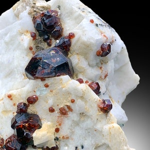 Natural Red Color Garnet Cluster With Aquamarine on Feldspar, Garnet ...