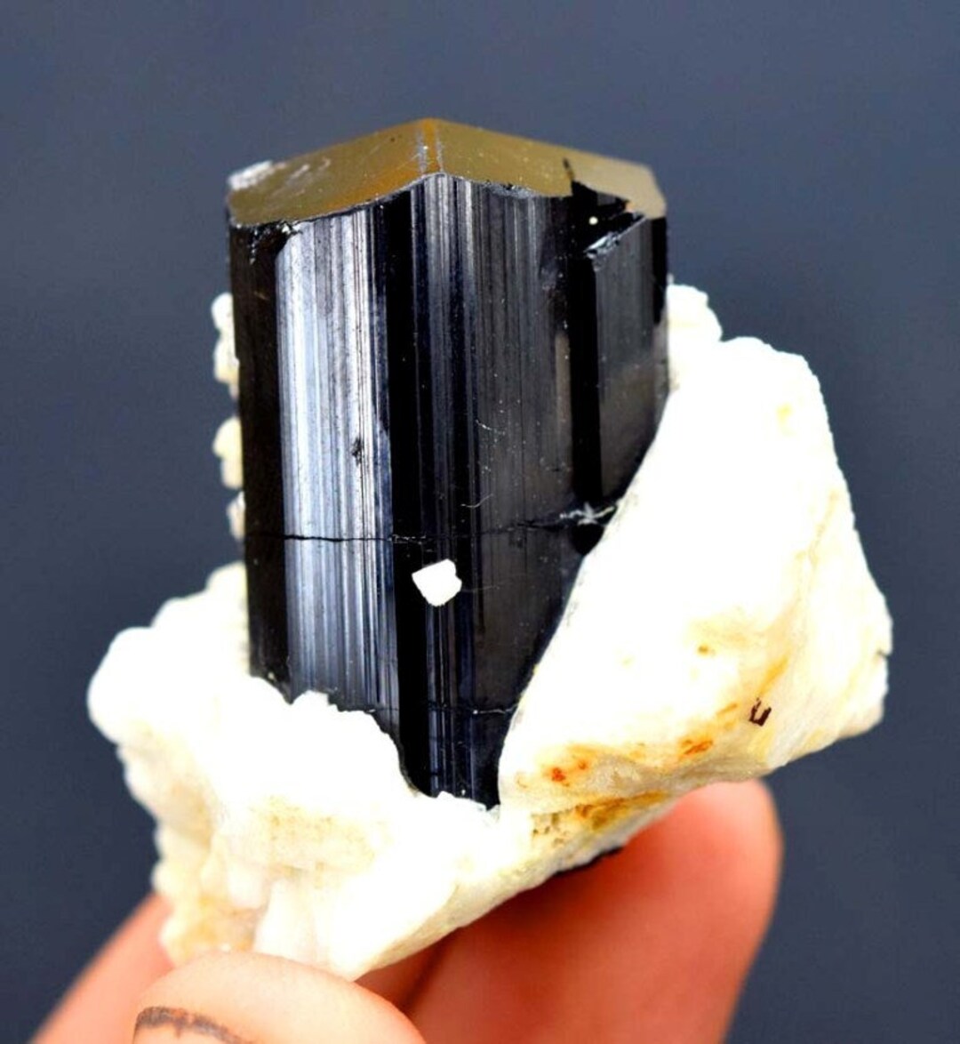 Black Tourmaline Schorl Crystal With Feldspar, 61 Gram , 43*38*30 Mm - Etsy