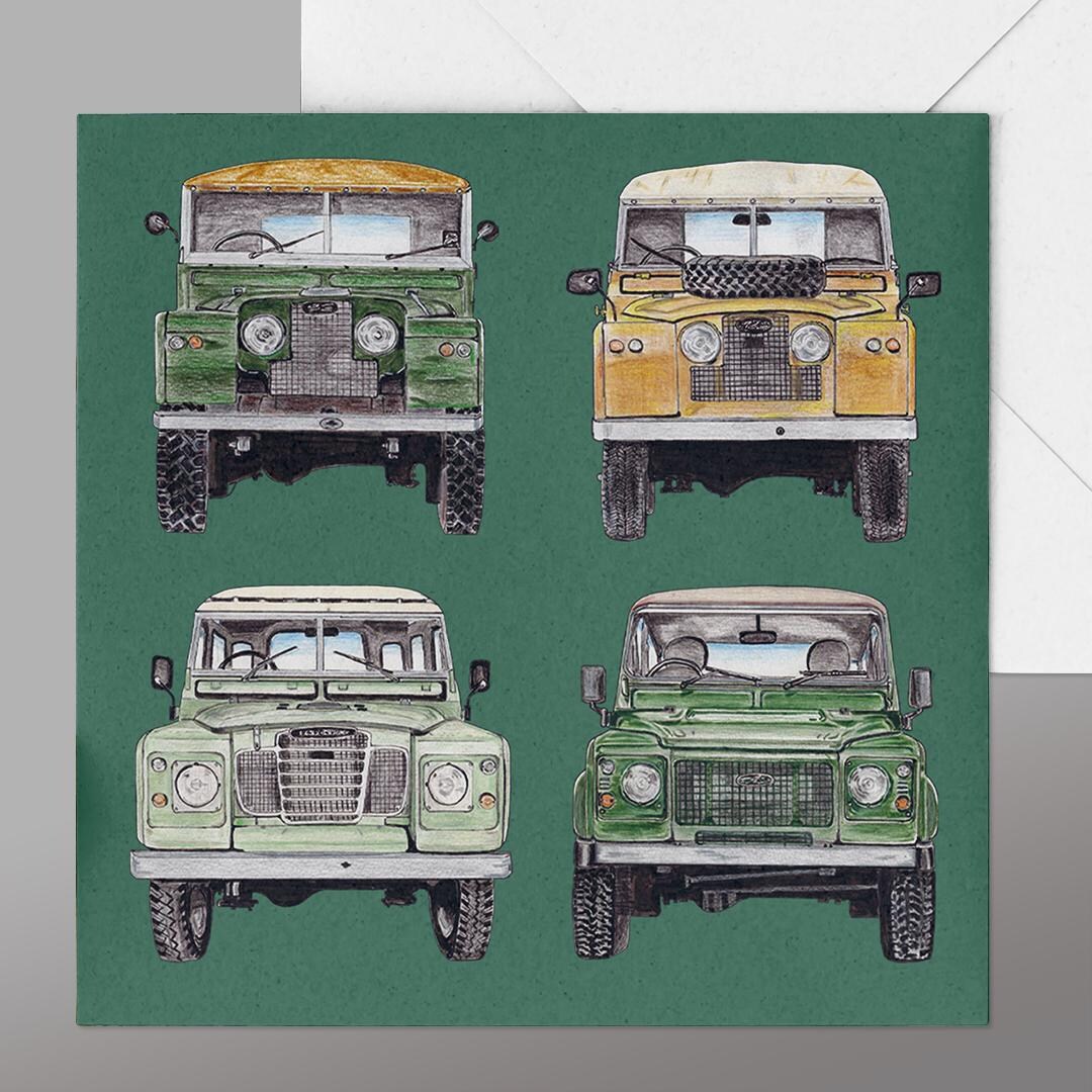 Classic Land Rovers Card. Classic Land Rover Birthday Card. Classic ...