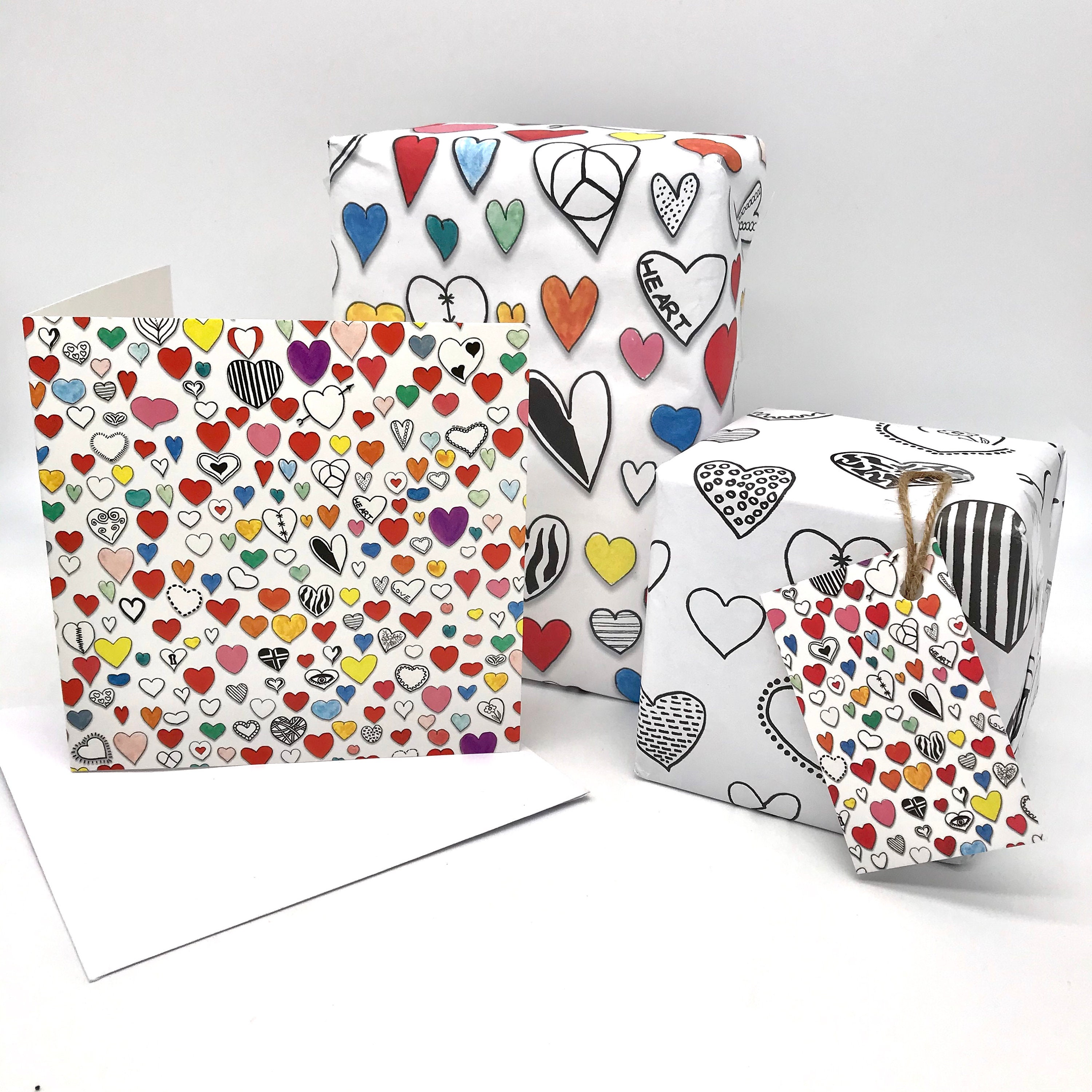 Hearts Gift 8 piece Gift Wrap Set. Complete set: 2 x Luxury | Etsy