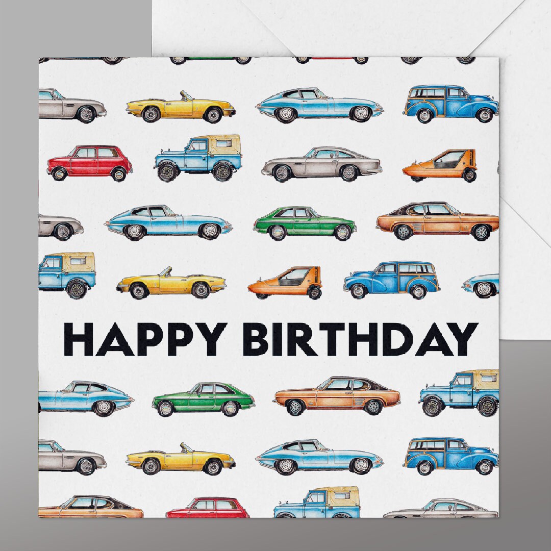 Classic Car Birthday Card. Fab Car Birthday Card. Classic Cars Birthday ...