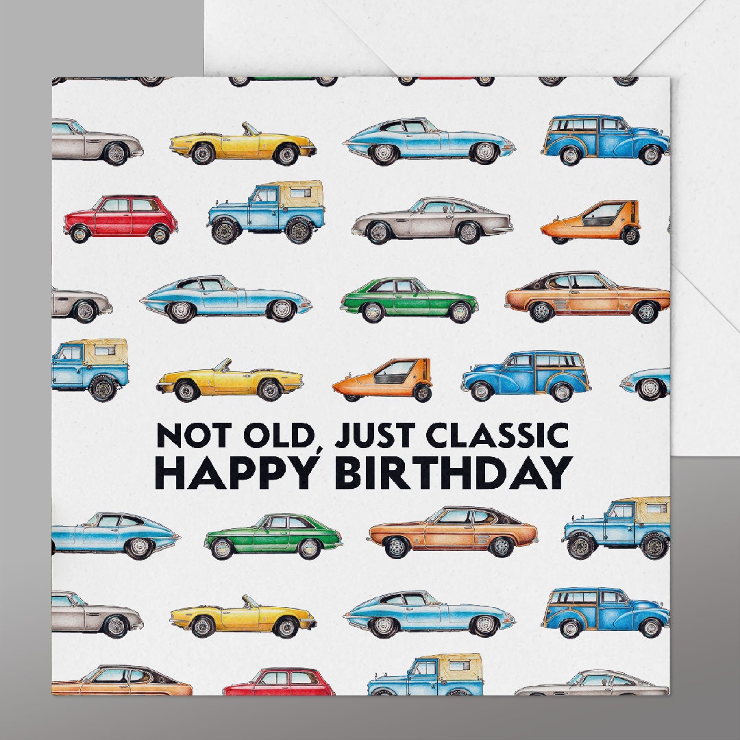 Classic Car Birthday Card. Fab Car Birthday Card. Classic Cars Birthday ...