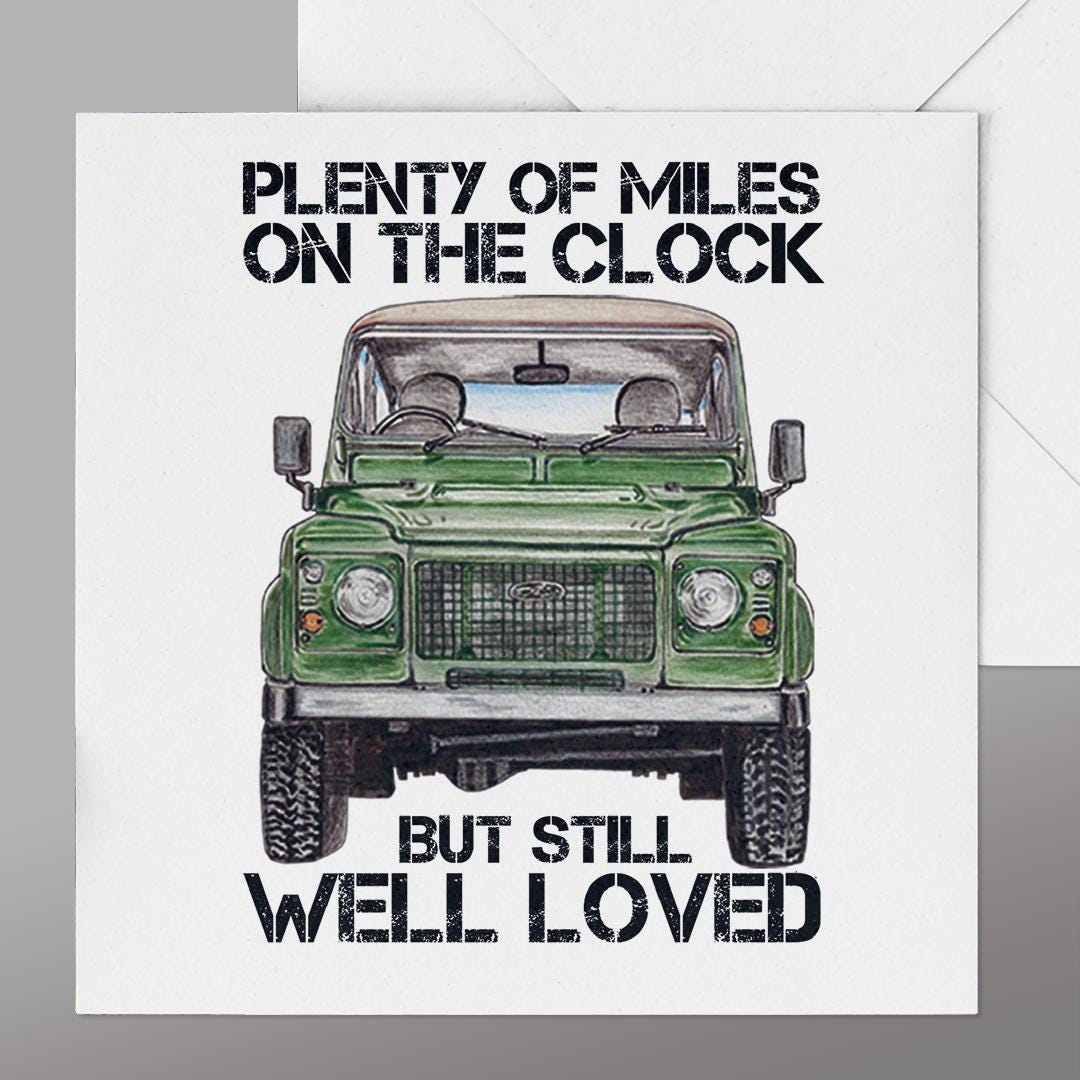 Classic Land Rover Defender Card. Land Rover Birthday Card.funny Land ...