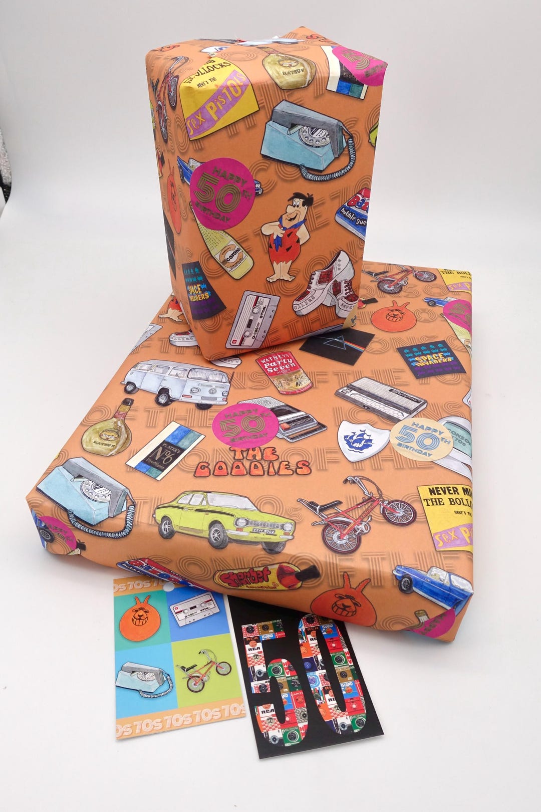 50th Birthday Wrapping Paper 50th Birthday Retro Gift Wrap Wrapping ...