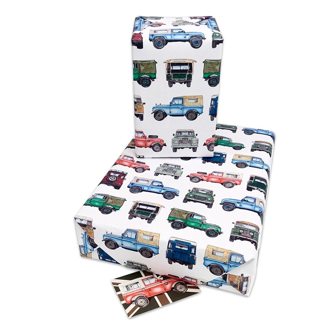 4 X 4 Wrapping Paper, Great off Roader Car Gift Wrap, All Hand Painted ...