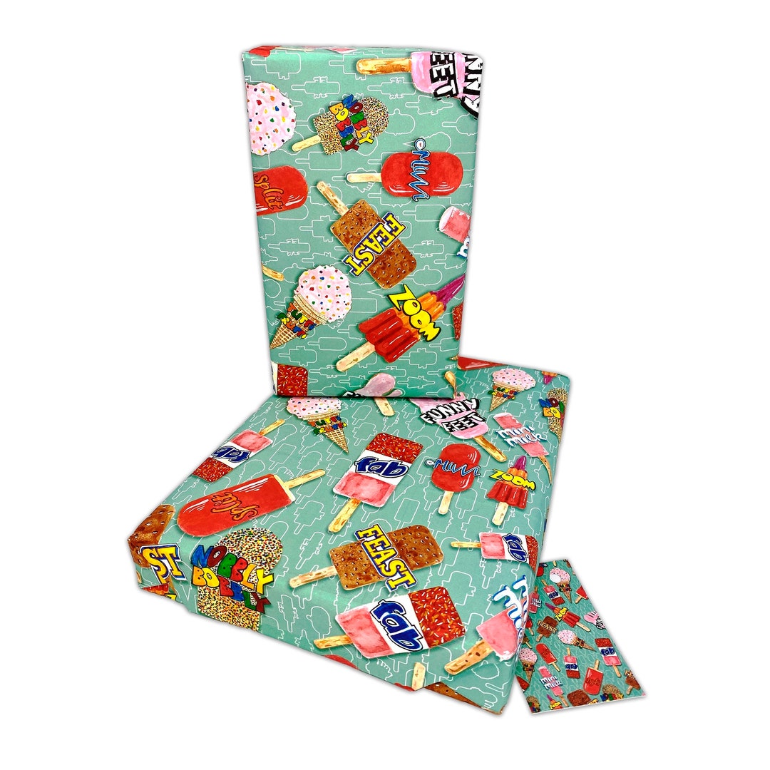 Lollies Wrapping Paper, Fun Ice Cream Wrapping Paper, Retro Ice Lolly ...