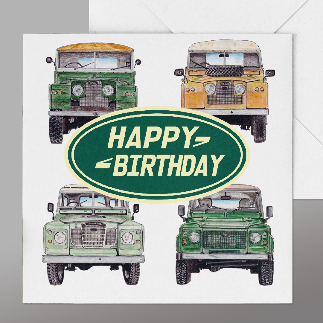 Land Rover Birthday Card. Classic Land Rover Birthday Card. Classic ...