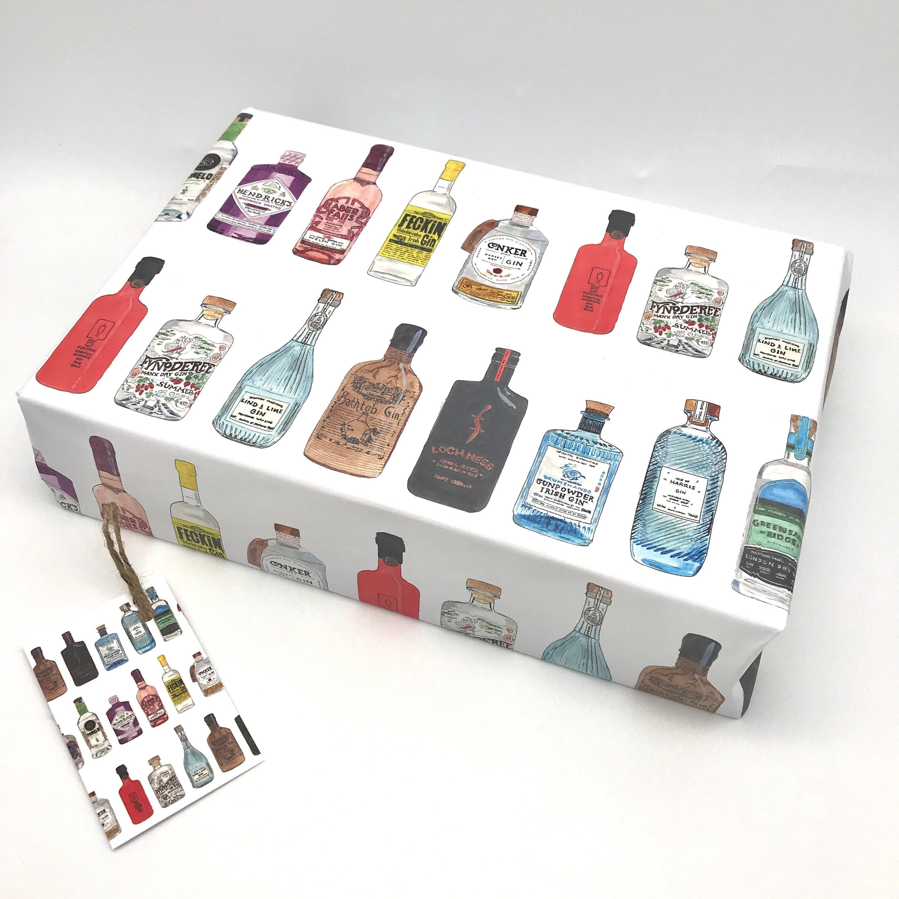 Unique Gin Wrapping Paper and Matching Gift Tag. Lovely Craft - Etsy UK