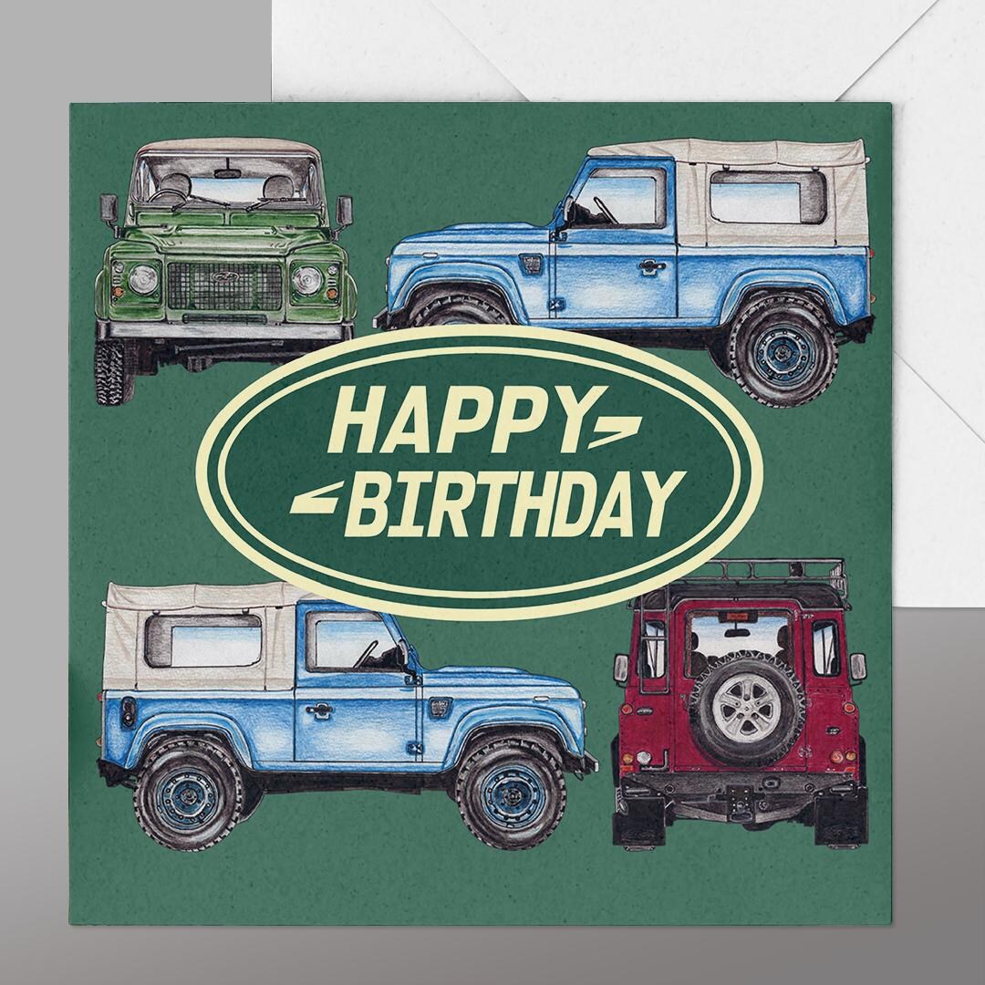 Classic Land Rover Defender Birthday Card. Land Rover Birthday Card ...