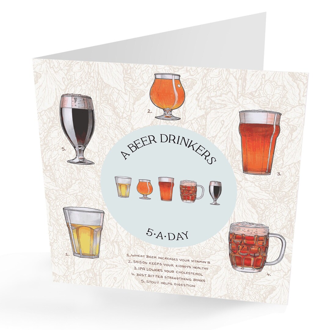 Beer Card & Free Fridge Magnet, Beer Greetings Card, Great for Beer ...