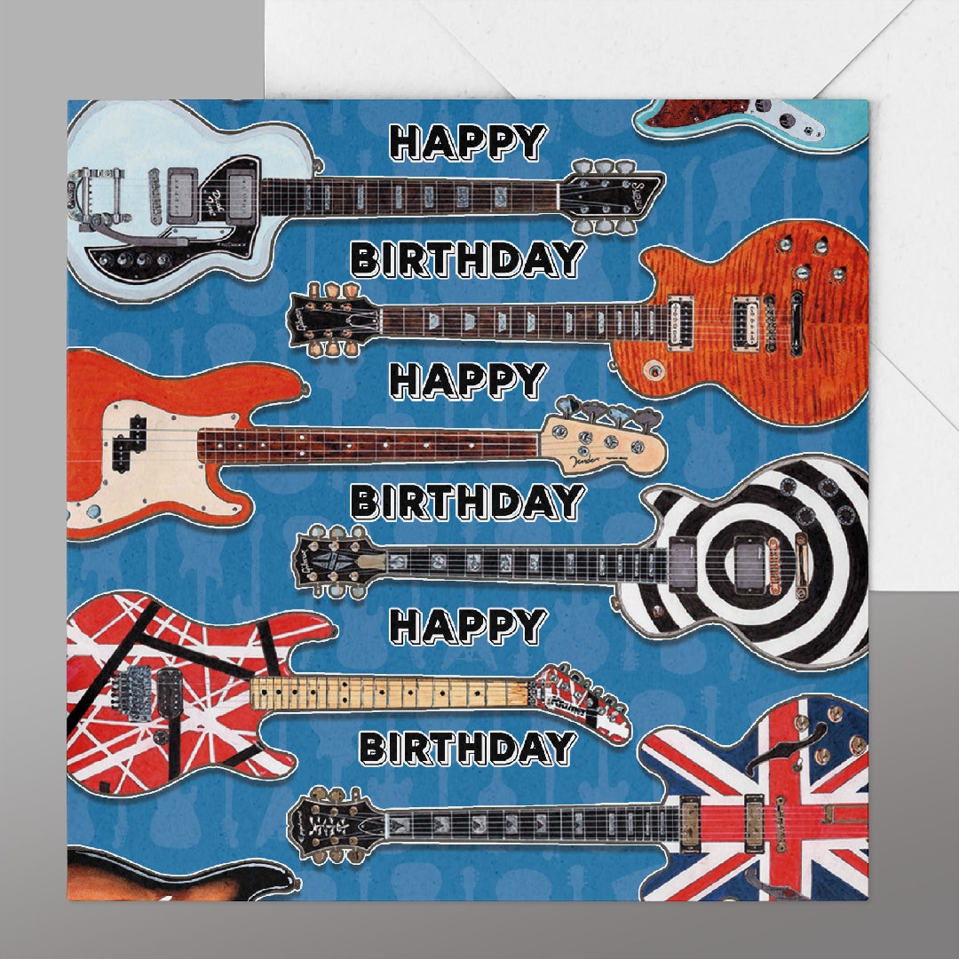 Happy Birthday Guitar Card. Perfect for Any Guitar Lover on Their ...