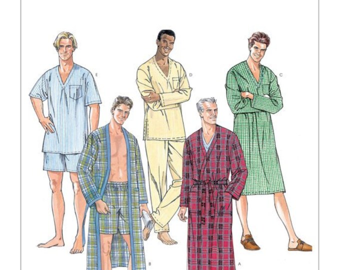 Men's Robe, Nightshirt, Top, Pants and Shorts Mccall's Easy Sew Sewing ...