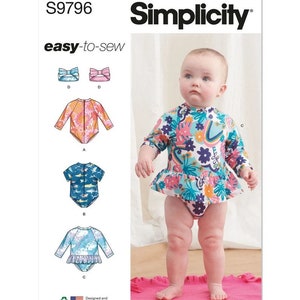 Easy-to-sew Babies' Swimsuits With Rash Guard and Headband in One Size ...