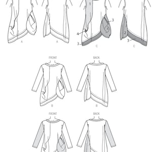 OUT OF PRINT - Misses' Asymmetrical-detail Tunics - Butterick Sewing ...