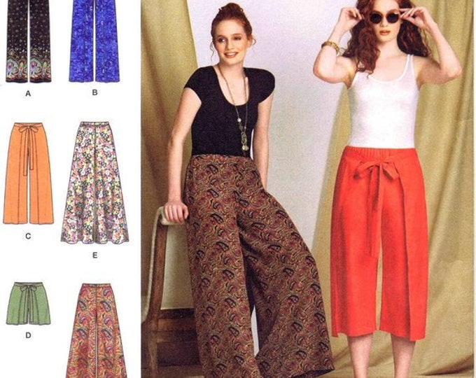 Misses’ Pants, Wrap Front Pants in Two Lengths, Wide Leg Pants or ...