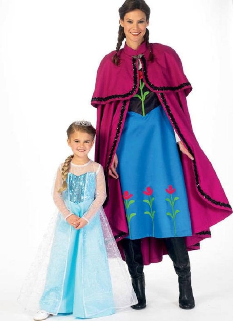 Frozen Costumes Pattern With Dresses for Elsa and Anna in Girls' or ...
