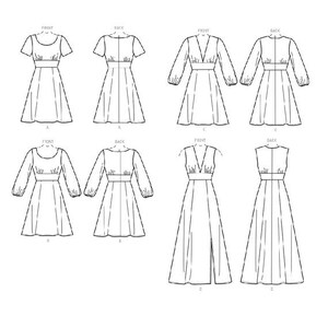 Misses' Dresses, Deep V Neck or Scoop Neck, Waist Detail - Easy Sew ...