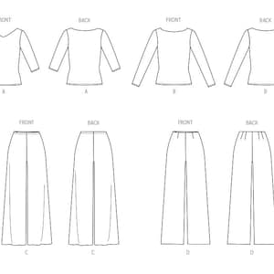 Easy to Sew Misses' Knit Tops and Pants Butterick Easy Sewing Pattern ...