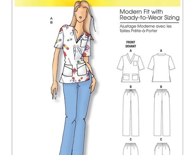Women's Nurse's Scrubs Top Pants - Butterick Sewing Pattern B5301 - Etsy