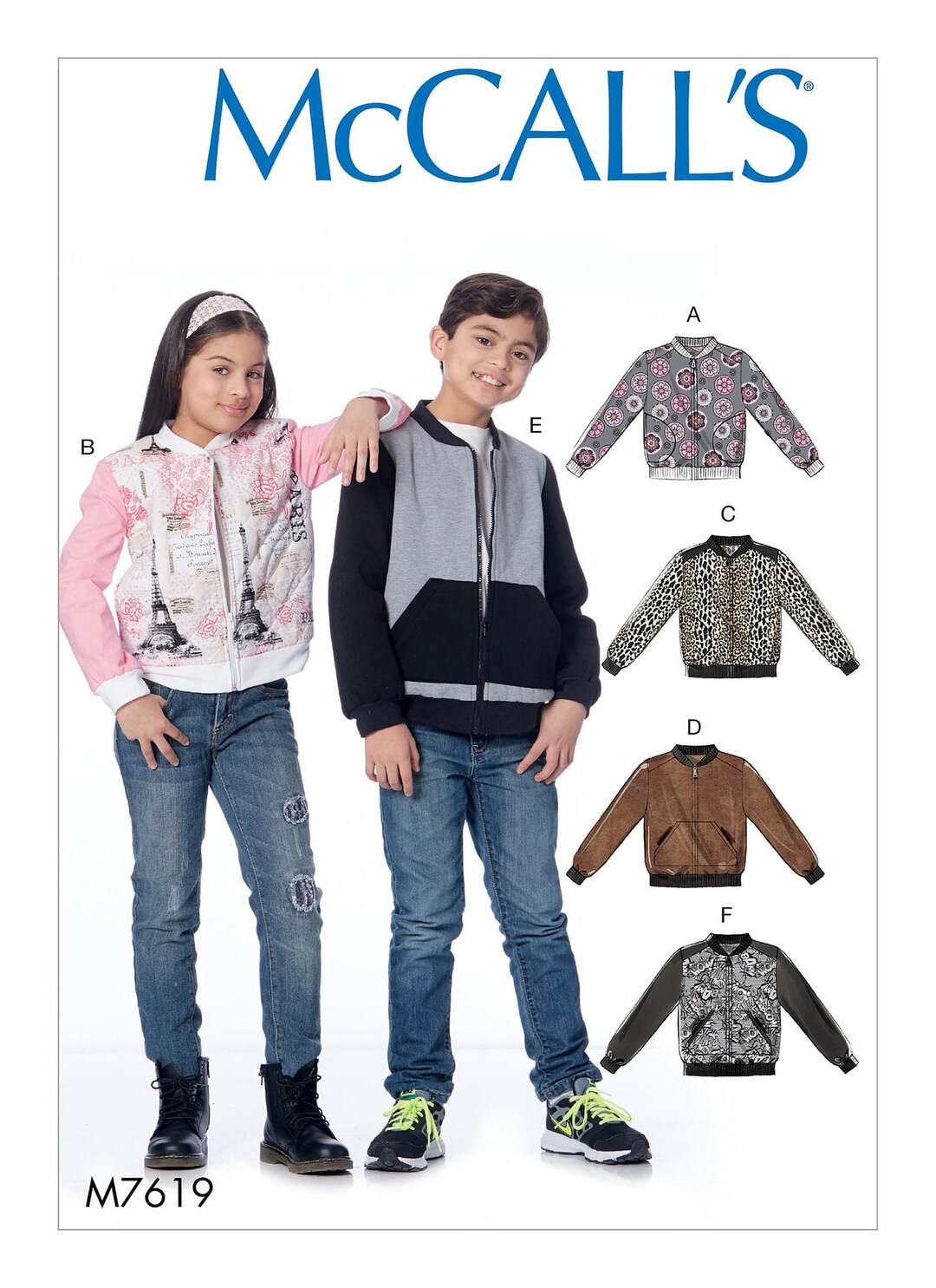 Children's/girls'/boys' Bomber Jackets - Mccall's Sewing Pattern M7619 ...