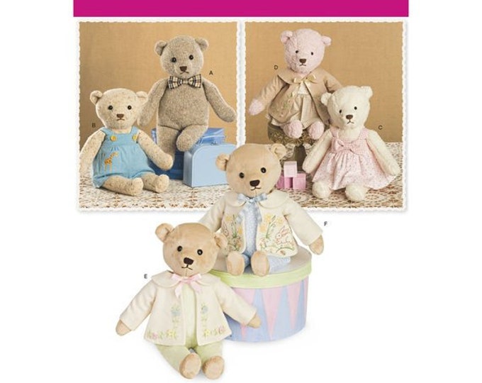 Simplicity S9307 Sewing Pattern for Plush Bears Stuffed Animals in Two ...