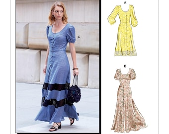 Misses' Gathered-waist, Scoopneck Dresses Designed for the Beginner ...