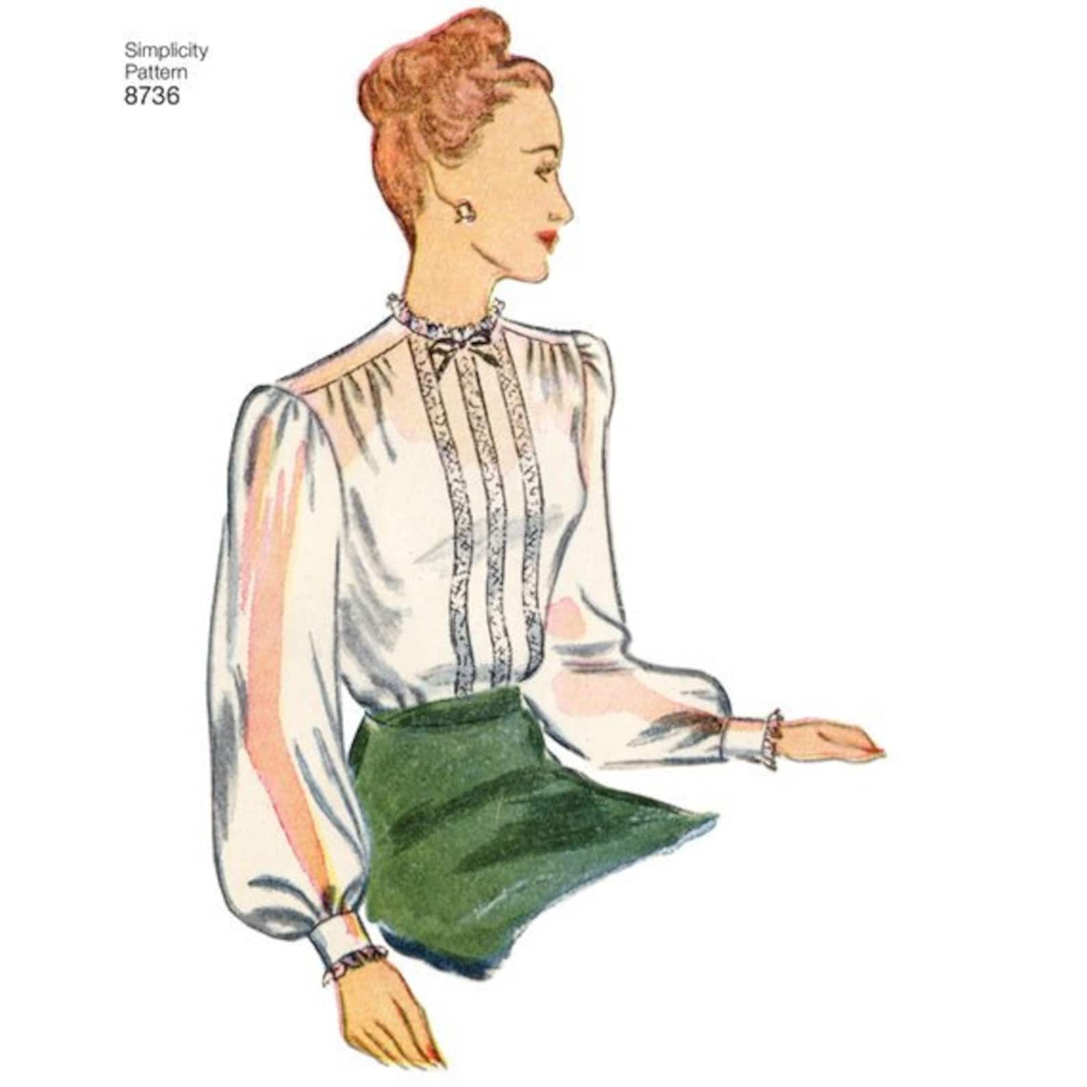 Misses' 1940s Vintage Style Blouses With Sleeve Variations | Etsy