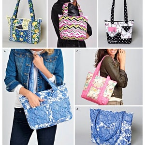 Quilted Bags in Three Sizes, Zippered Tote Bag, Cloth Bag, Using Pre ...