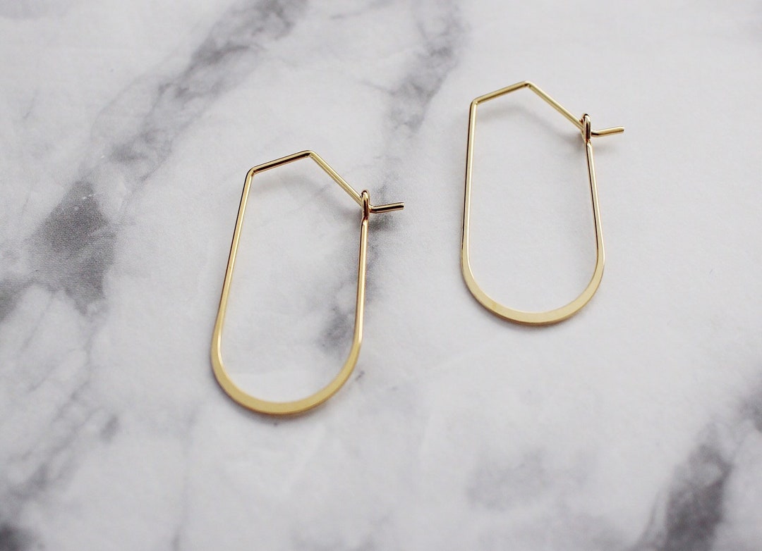 Creole Earring Earring Geometrically Minimal Gold Plated - Etsy