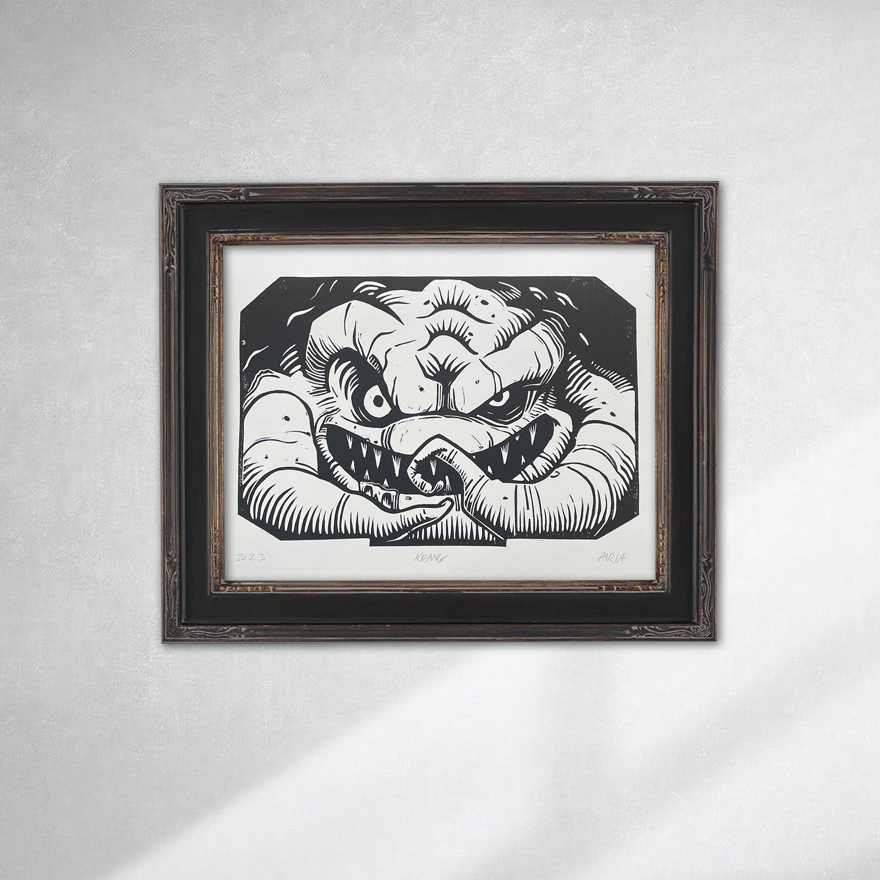 Mutant Brain Linocut Print Handmade TMNT Inspired Print 8x10 Inch ...