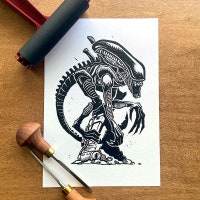 Alien Stencil Art Print - Etsy