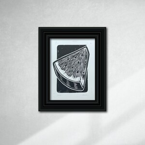 Watermelon Linocut Print | Handmade Fruit Art | 6x9 Inch Original Print ...