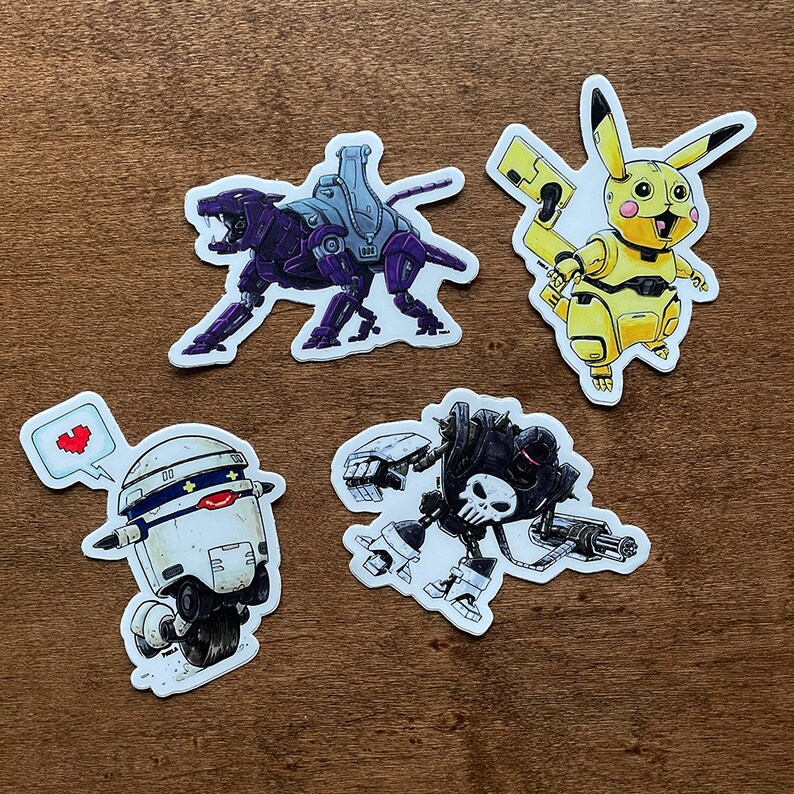 Pop Smash 4 Sticker Set | Robot Vinyl Stickers | Pop Culture - Etsy
