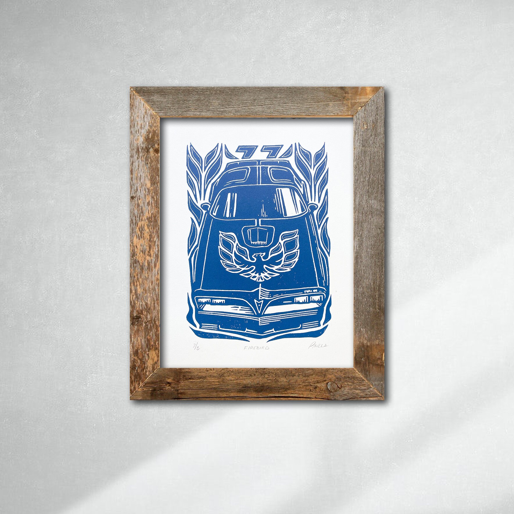 77 Firebird Linocut Print Handmade Classic Car Print 8x10 Inch Original ...