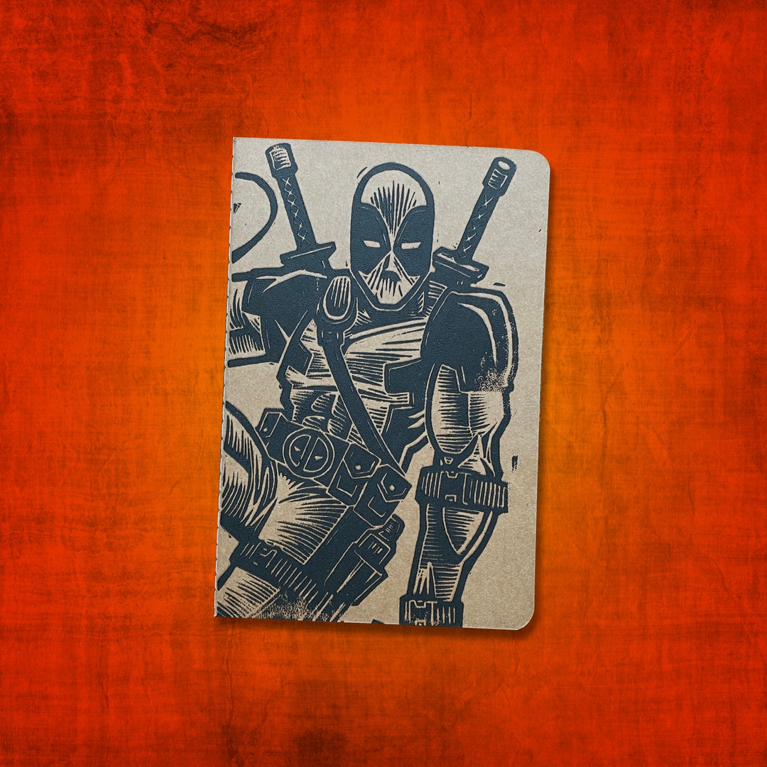Handprinted Deadpool Sketchbook Linocut Cover Notebook A5 Marvel ...
