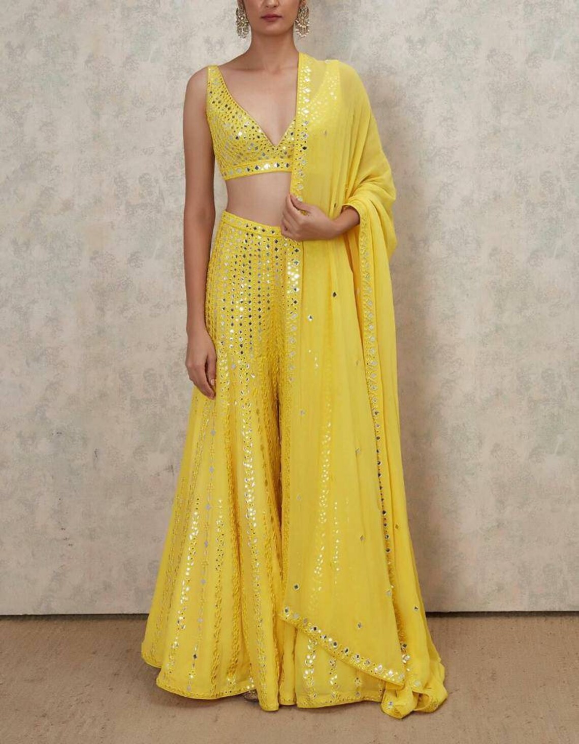 Designer Bridesmaids Dress Palazzo Pant Crop Top Mehendi Etsy