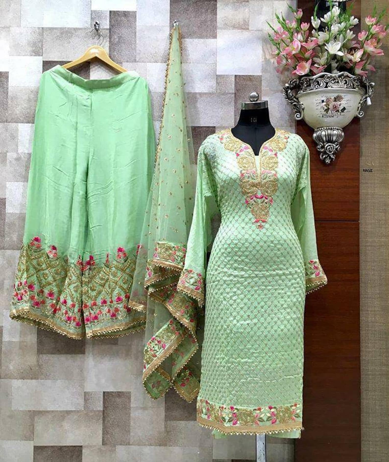 Punjabi Suit Pakistani Kurta Palazzo Set Indian Pakistani | Etsy