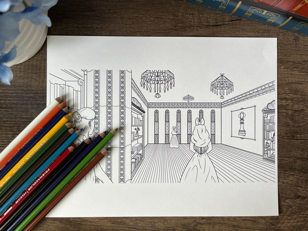 Lady in Waiting || Adult Coloring Page - Etsy