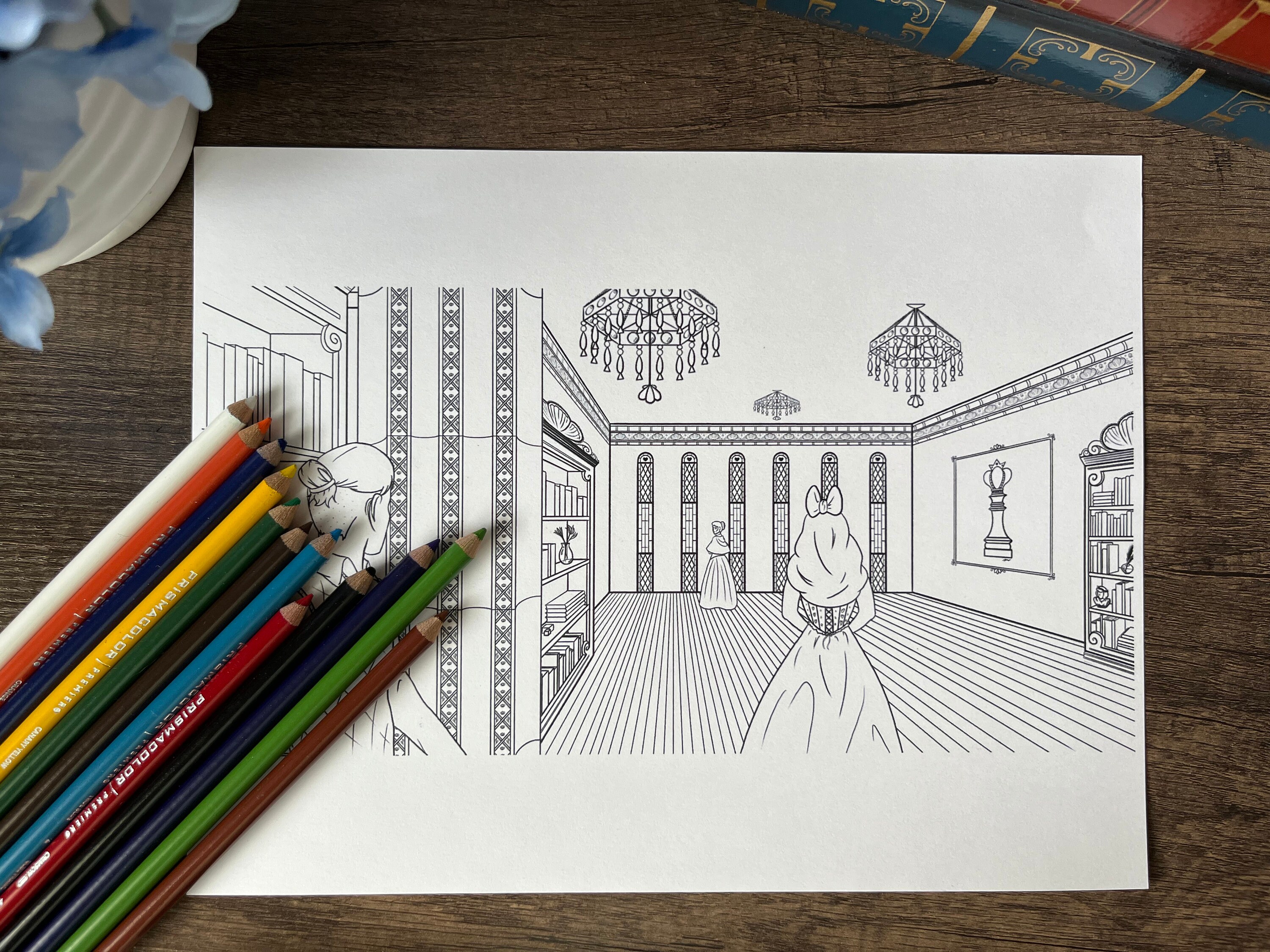 Lady in Waiting || Adult Coloring Page - Etsy