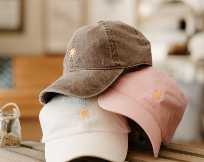 Happy Sun Embroidered Hat With Adjustable Strap Back, Adult Unisex ...